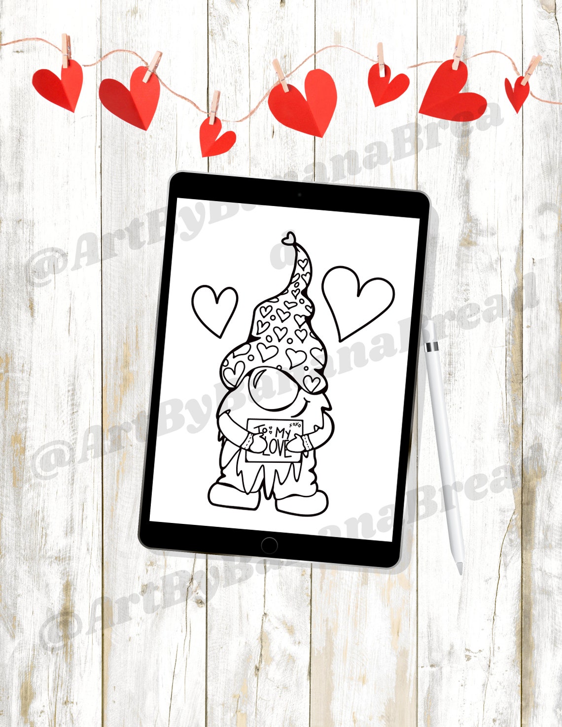 Valentine's Day Gnome Coloring Page Instant Download SVG, PDF and PNG ...