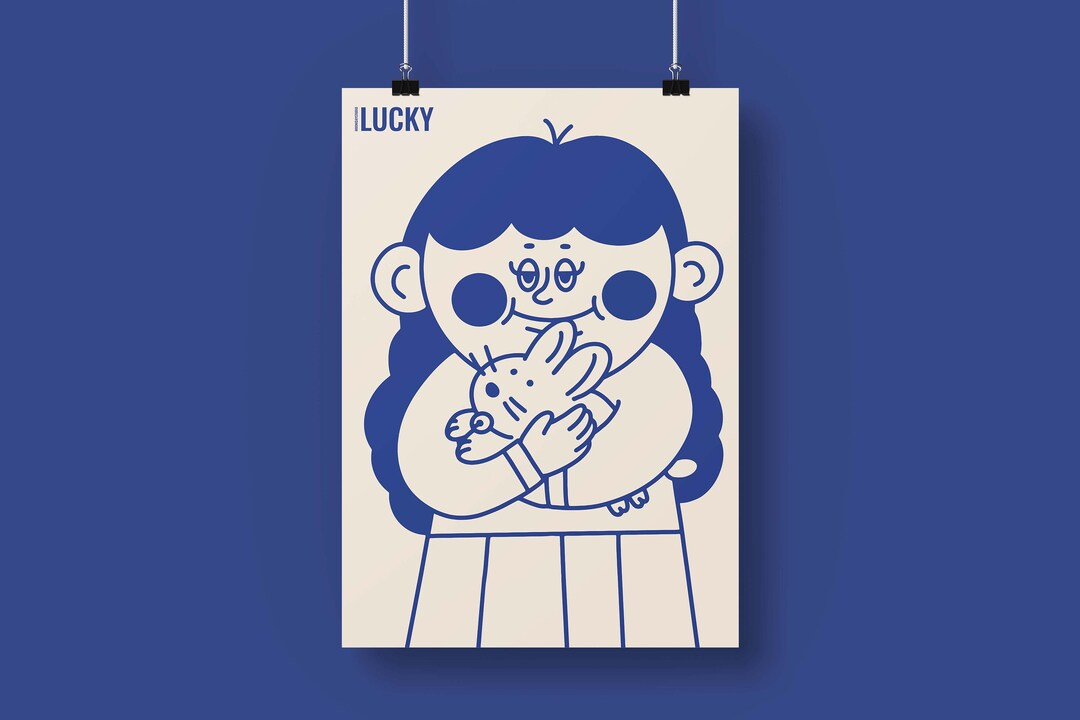 LOVELY GIRL With BUNNY Printable Wall Art Digital Print Graphic Wall ...