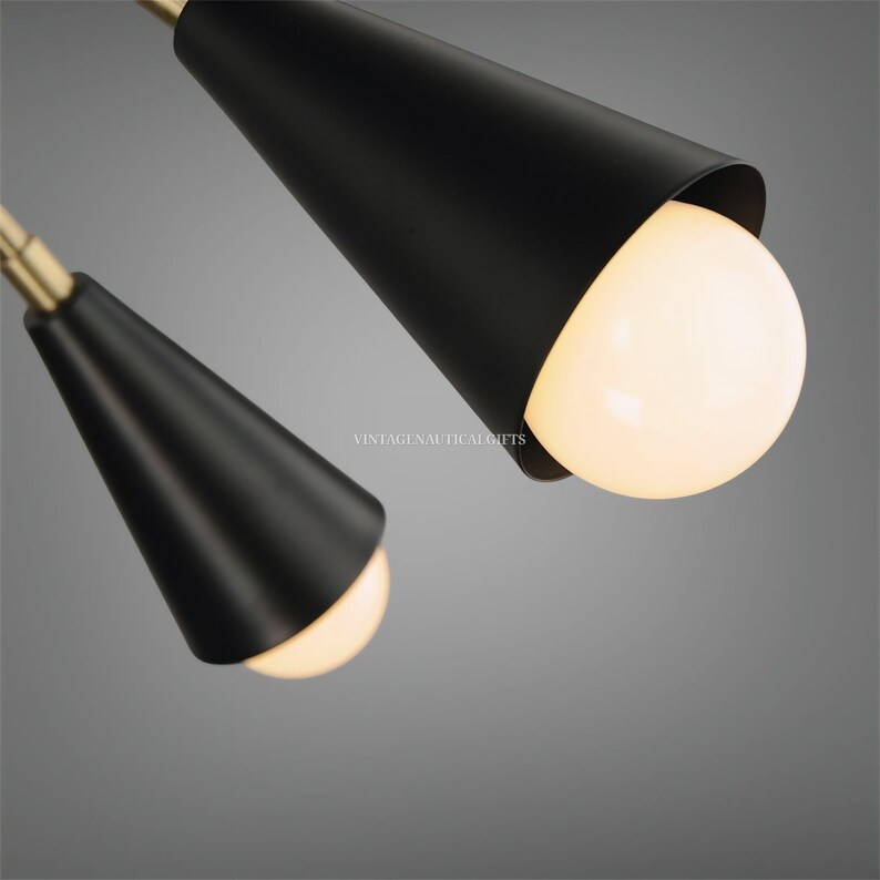 Mid-century Modern Sputnik Chandelier: 8-light Black & Brass Ceiling ...