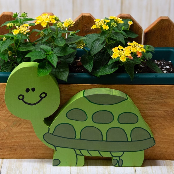 Wood Turtle Planter - Etsy