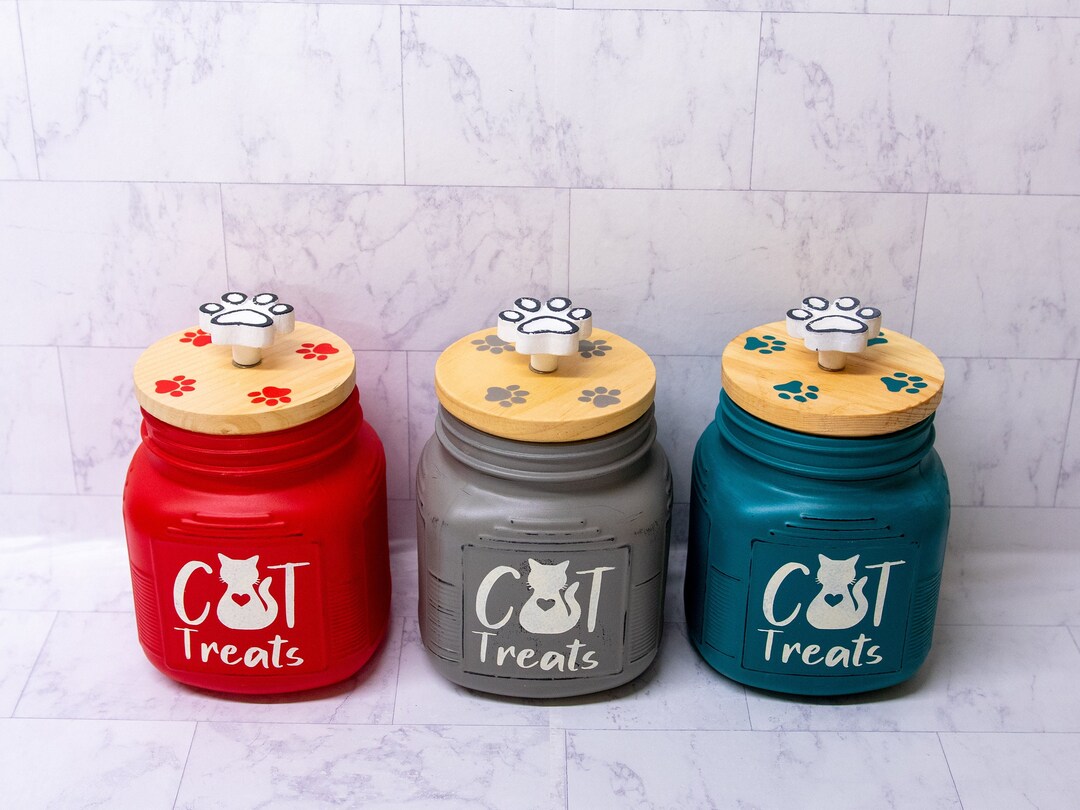 Treat Jars, Cat Treats, Painted and Distressed Mason Jar, Cat Treat ...