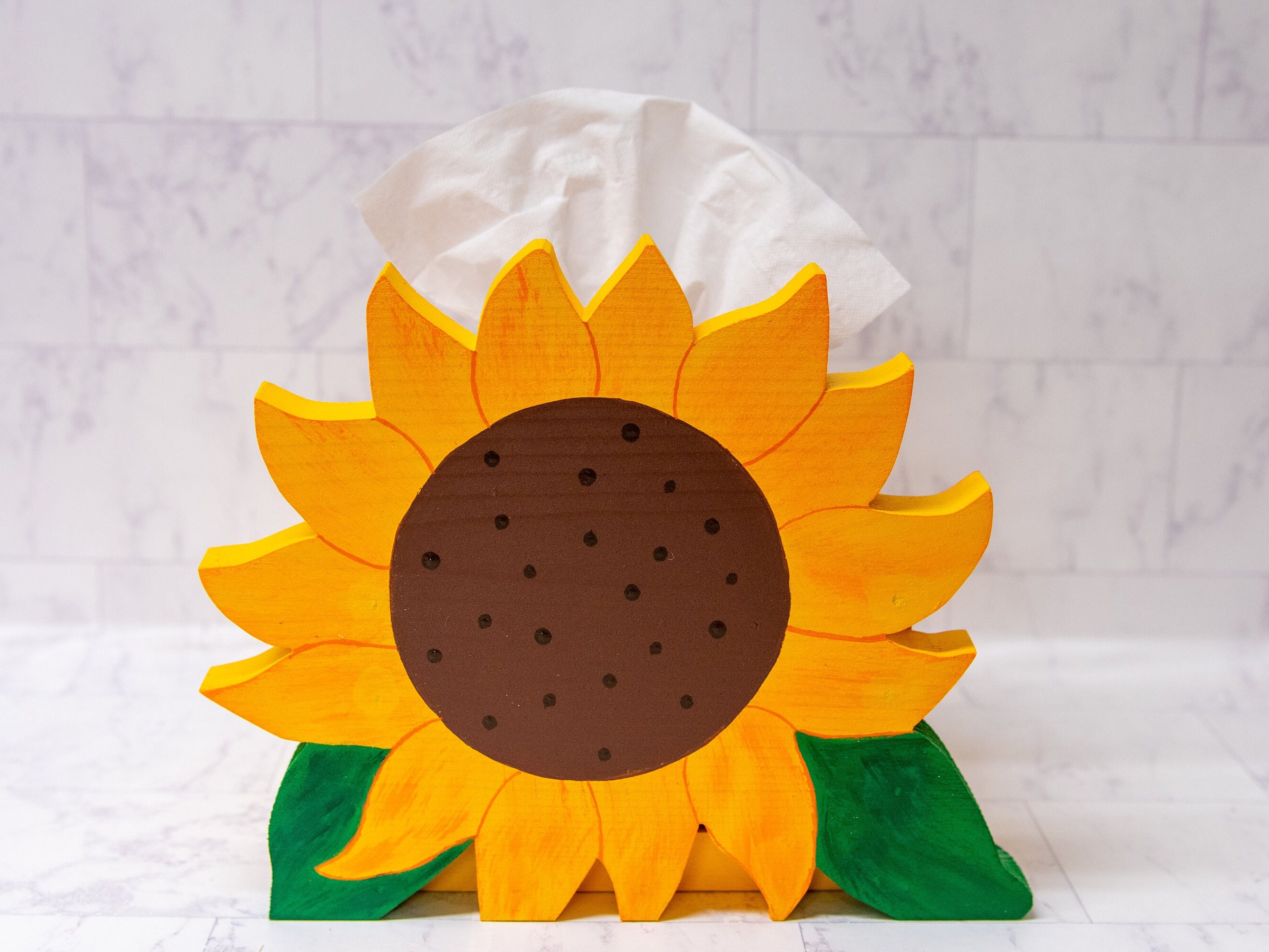Tissue Box Holder, Square Tissue Display, Wooden Cube, Sunflower Decor ...