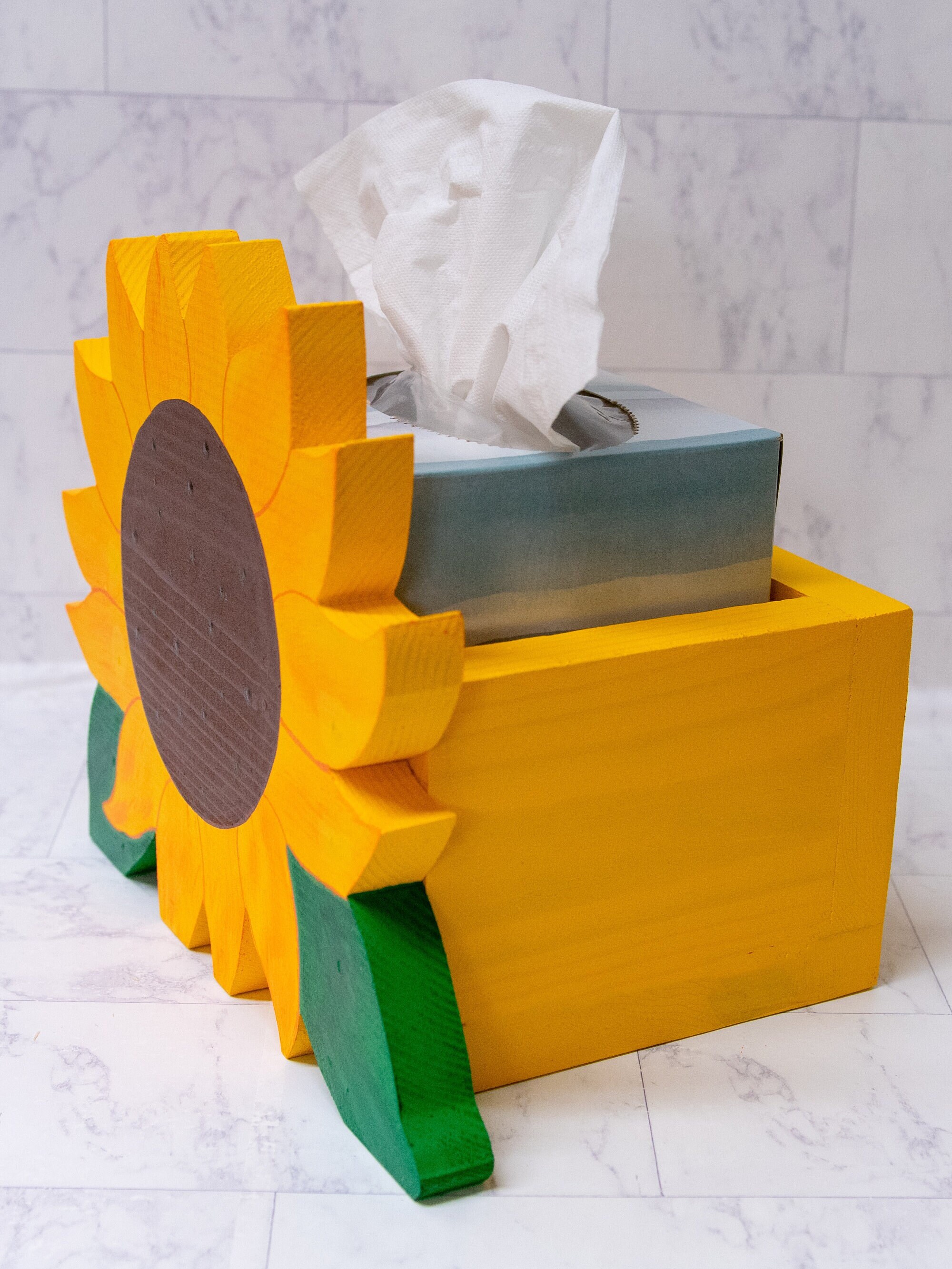Tissue Box Holder, Square Tissue Display, Wooden Cube, Sunflower Decor ...