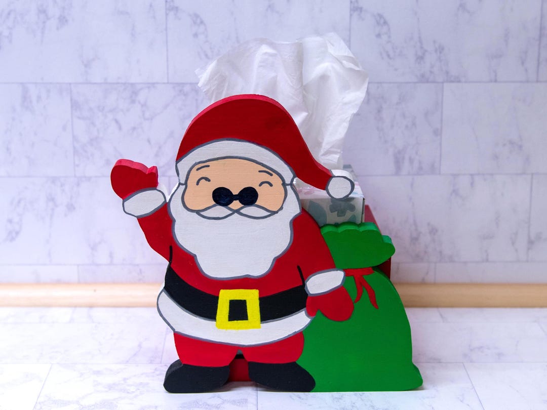 Christmas Santa Tissue Box Holder, Holiday Home or Office Decor, USA ...