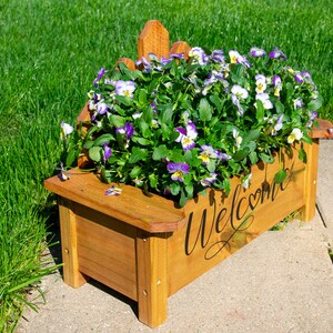 Flower Bench, Rustic Wood Planter Box, Outdoor Garden Gift, Gift for ...