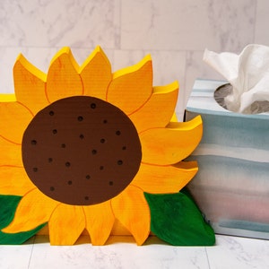 Tissue Box Holder, Square Tissue Display, Wooden Cube, Sunflower Decor ...