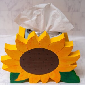 Tissue Box Holder, Square Tissue Display, Wooden Cube, Sunflower Decor ...