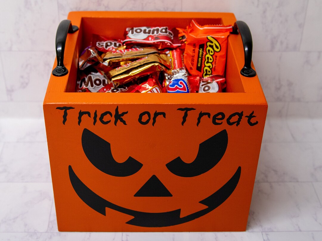 Halloween Candy Box, Trick or Treat, Large Candy Bowl, Pumpkin Face ...