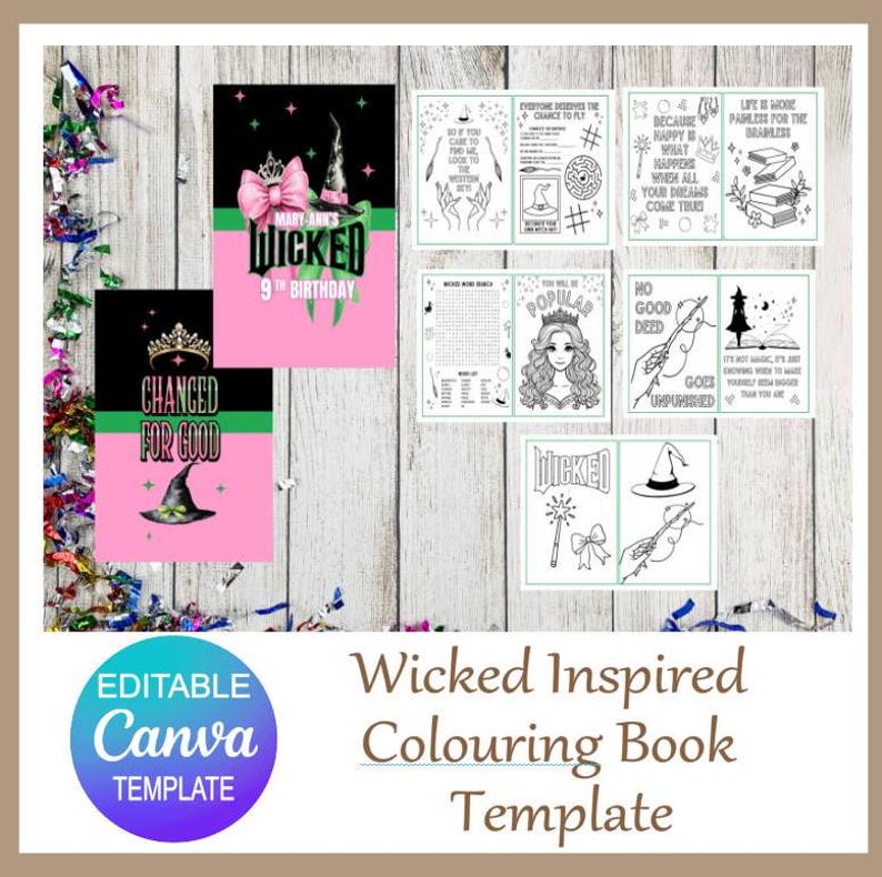 Wicked Colouring Book, Editable Canva File, Personalised Books, Kids ...