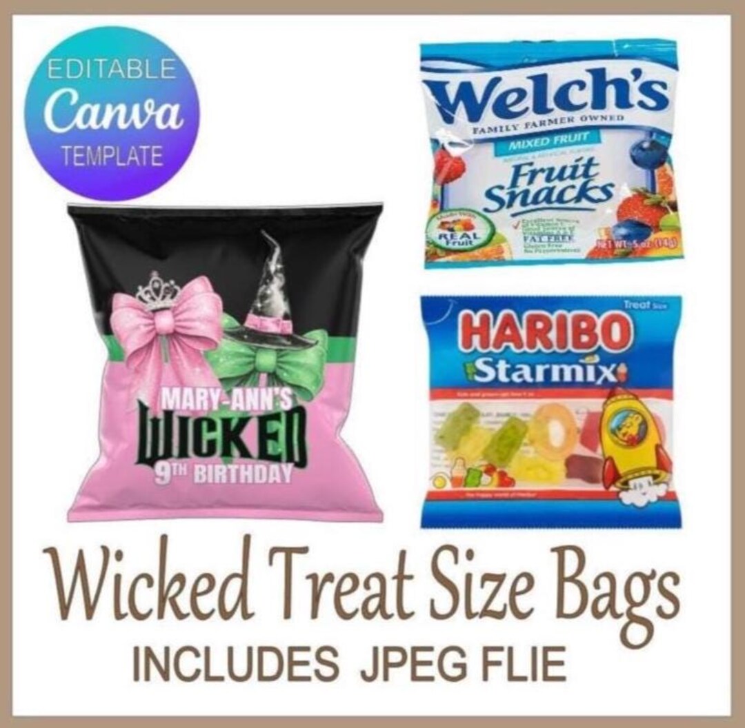 Wicked Wrapper Template - Editable Canva Party Favor Bags | Perfect for ...