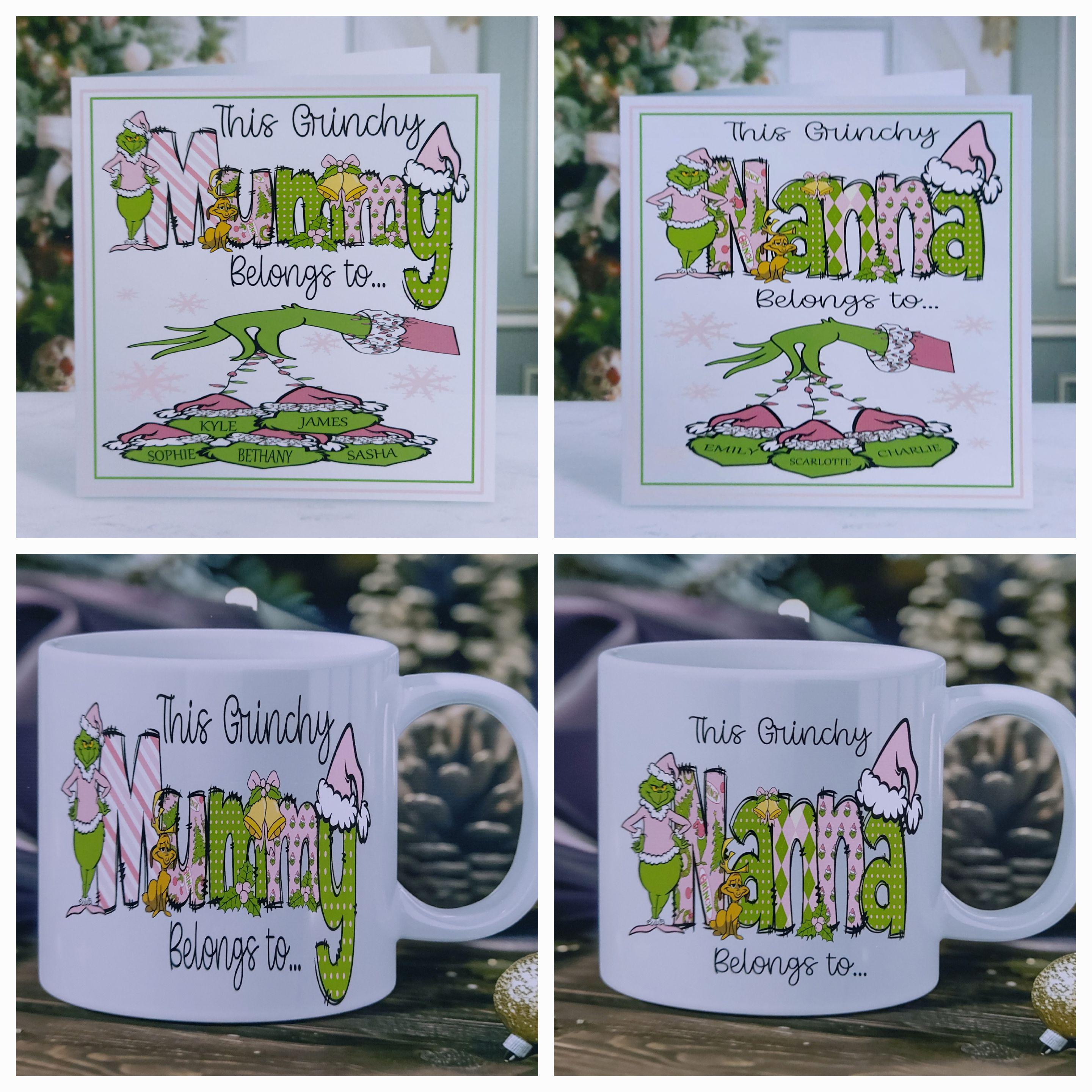 Personalised Pink Grinchmas Kids Family Bundle Png, Grinchy Mum, Mummy ...