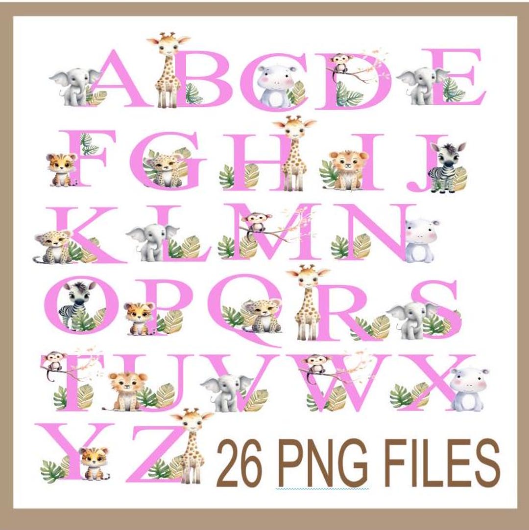 Pink Safari Letters - Quality PNG Files - Adorable Jungle Themed ...