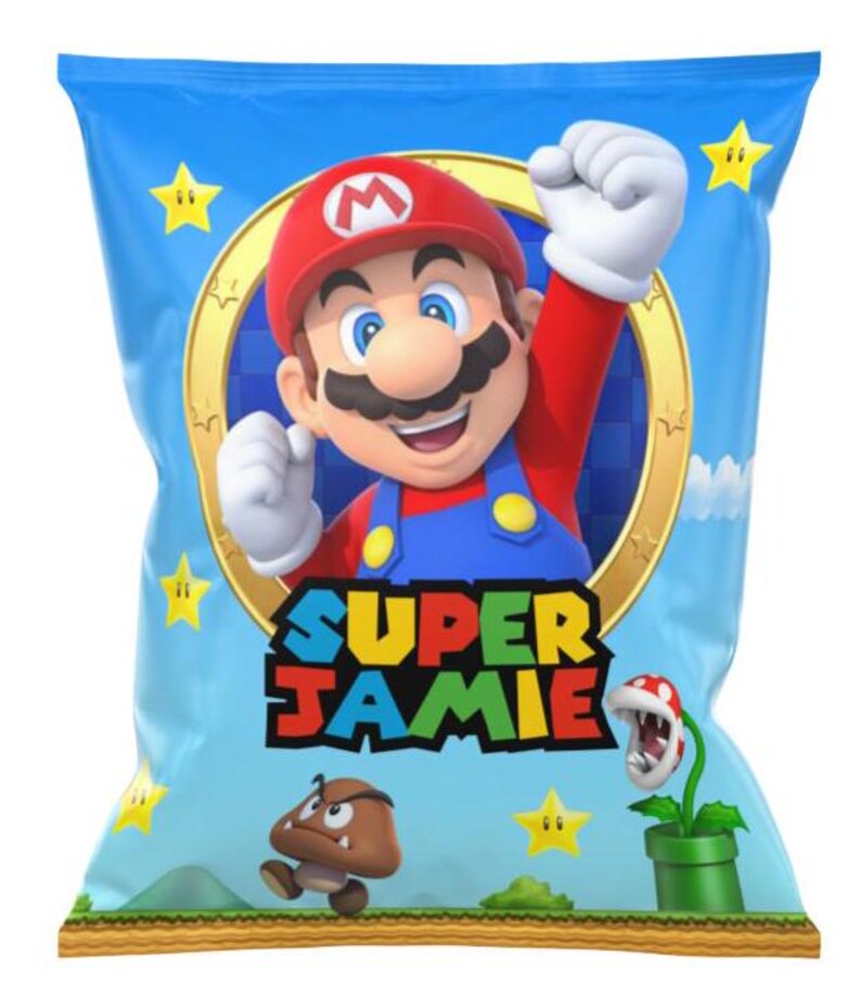 Mario Bros Chip Bag / Treat Bag Digital File, Personalised Mario Bros ...