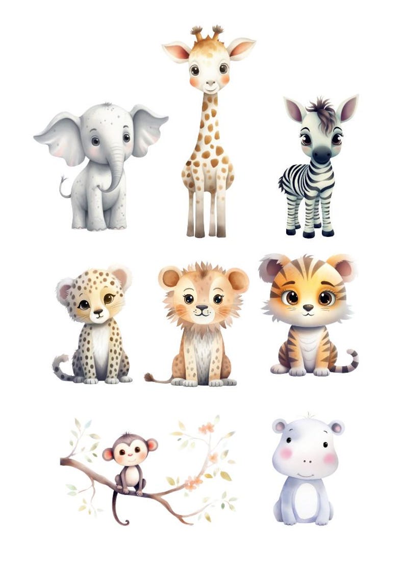 Animals Alphabet PNG Files, Jungle Themed Letters, Cute Animals Doodle ...