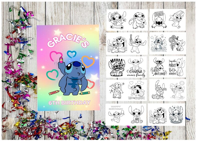 Stitch Coloring Book - Personalised Coloring Book - Stitch Party ...