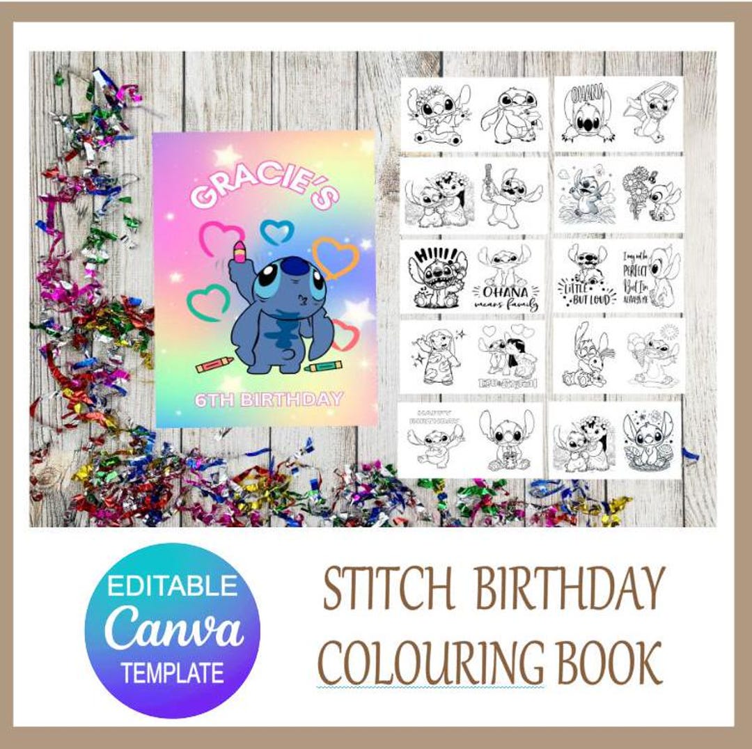 Stitch Coloring Book - Personalised Coloring Book - Stitch Party ...