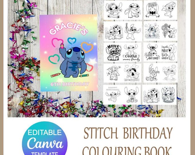 Stitch Coloring Book - Personalised Coloring Book - Stitch Party ...