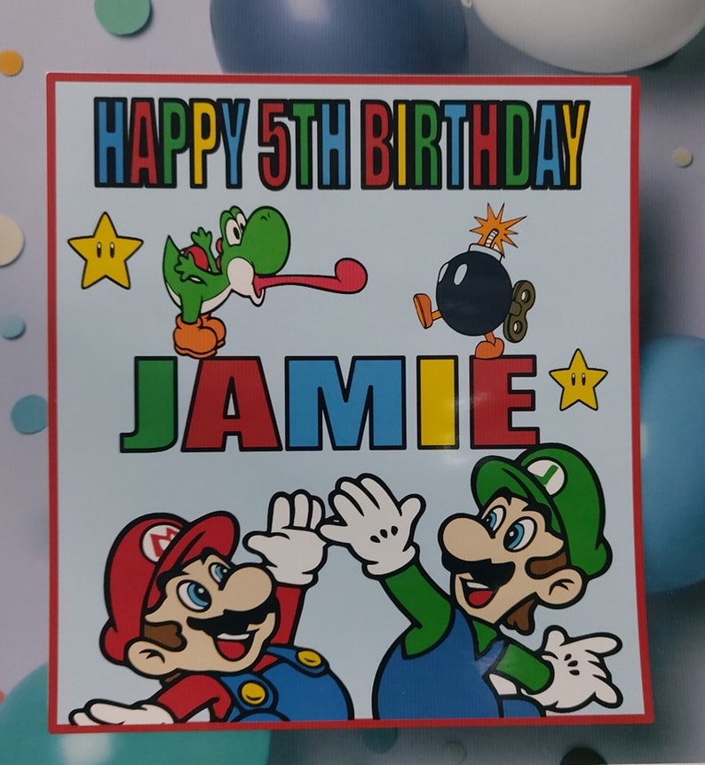 PERSONALISED Mario BIRTHDAY CARD - Etsy