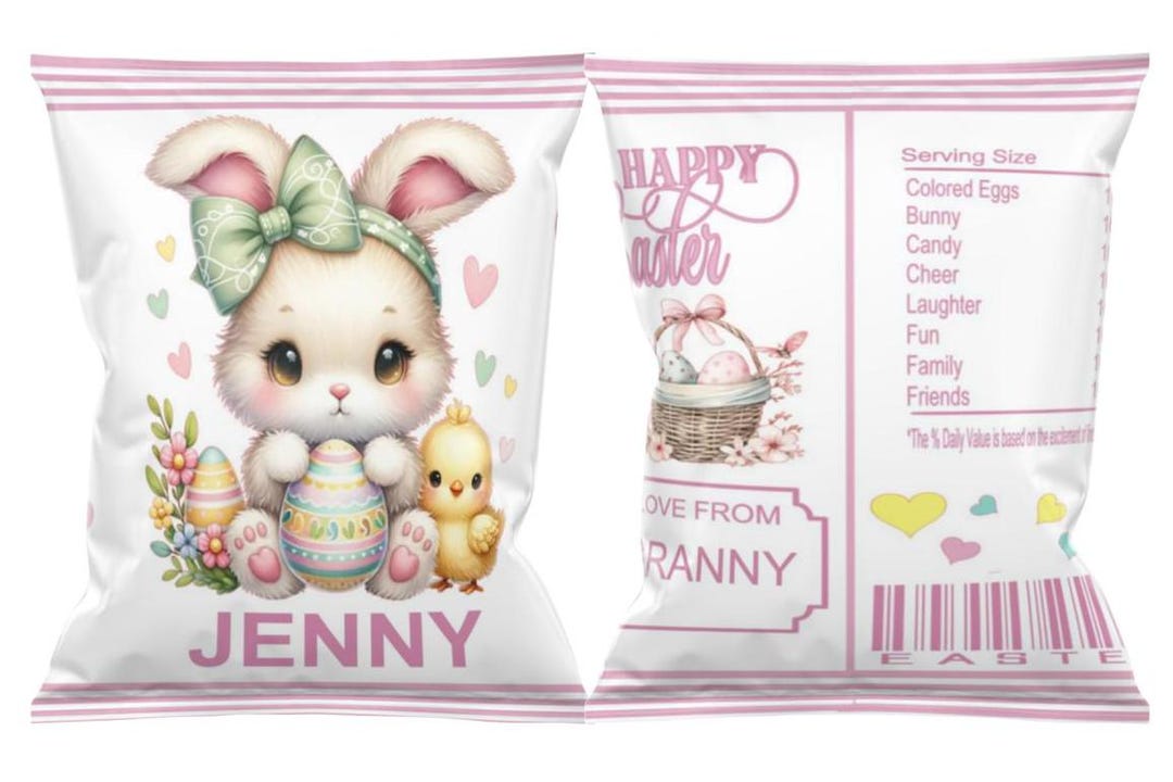 Editable Easter Chip Bag Template, Customised Party Favour for Easter ...