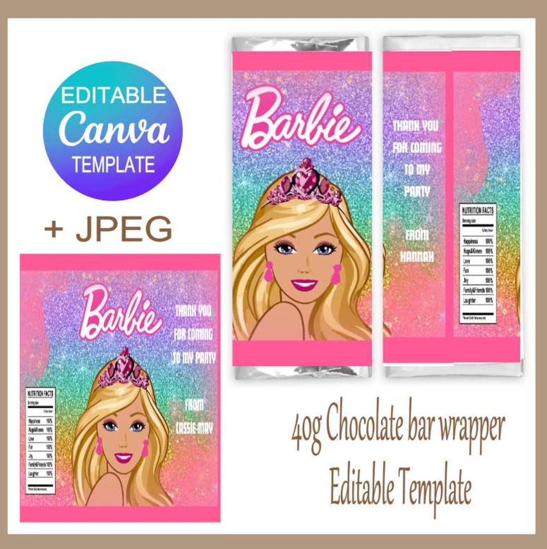 Barbie Party Favours - Barbie Party - Canva Editable Template ...
