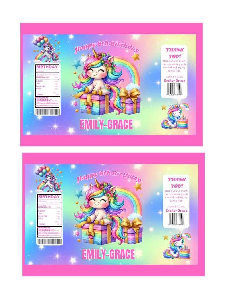 Unicorn Wrapper Template - Editable Canva Party Favor Bags | Perfect ...