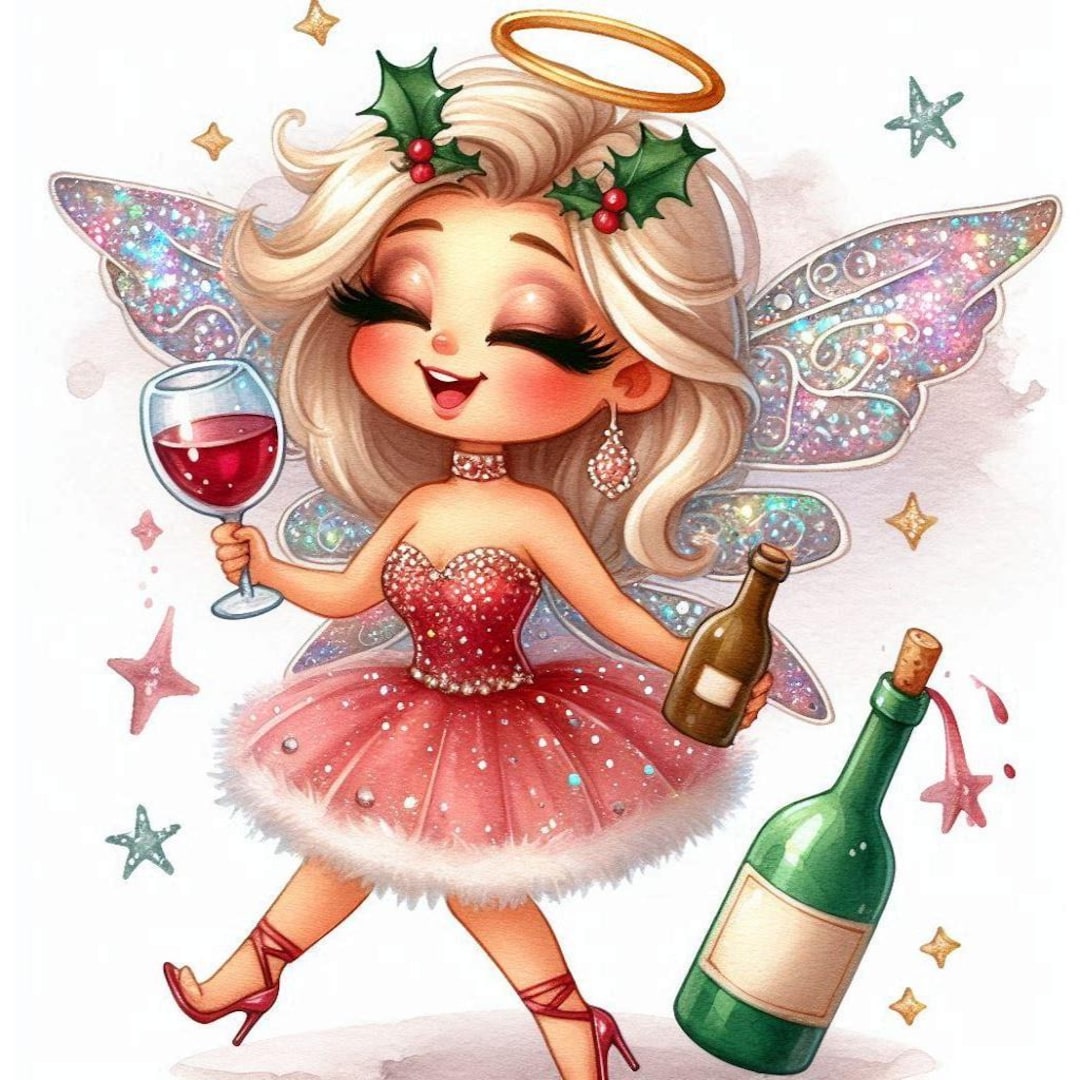 Funny Drinking Christmas Fairies, 6 JPEG Images, Funny Christmas ...