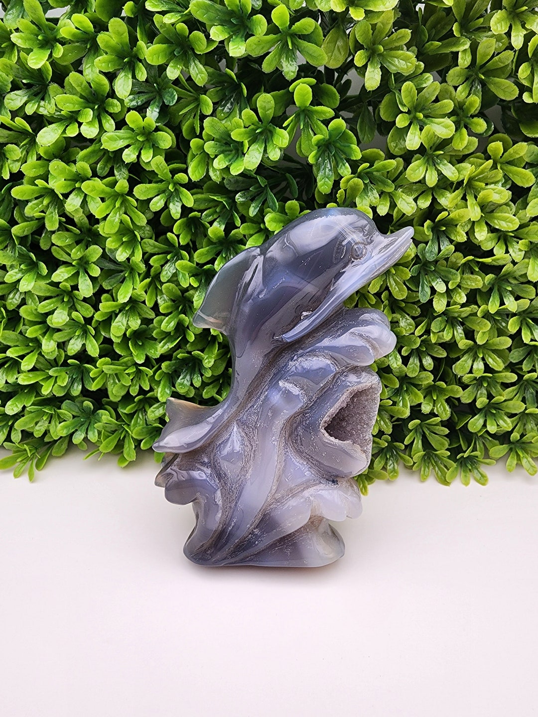 Brazilian Agate Dolphin Crystal Carving, Dolphin Crystal, Druzy Agate ...