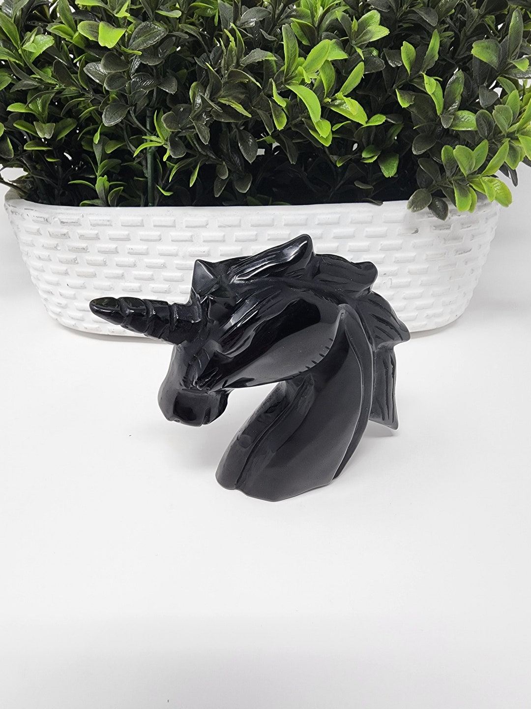 Black Obsidian Unicorn, Obsidian Unicorn, Large Crystal Carving ...