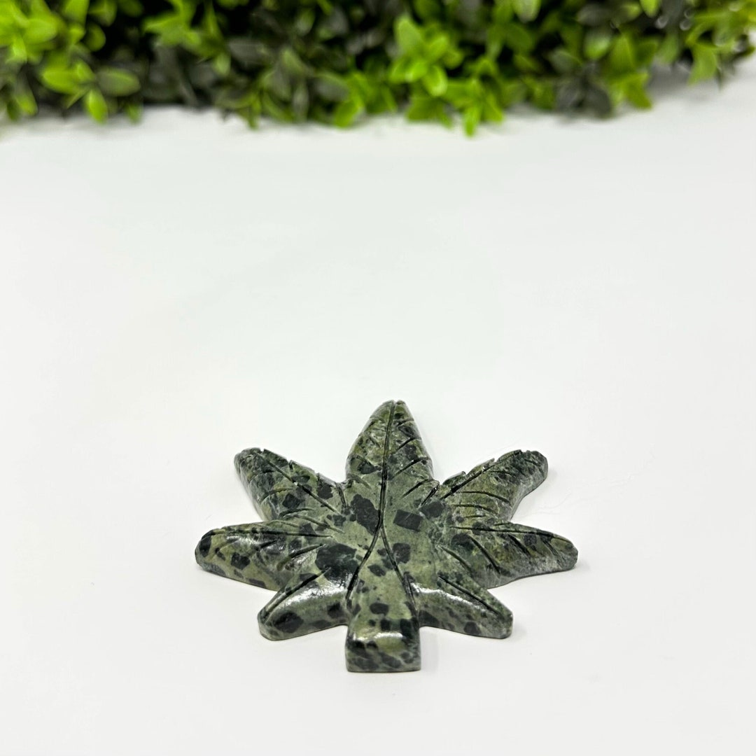 Jungle Jasper Leaf Carving, Jungle Jasper Carving, Leaf Crystals ...