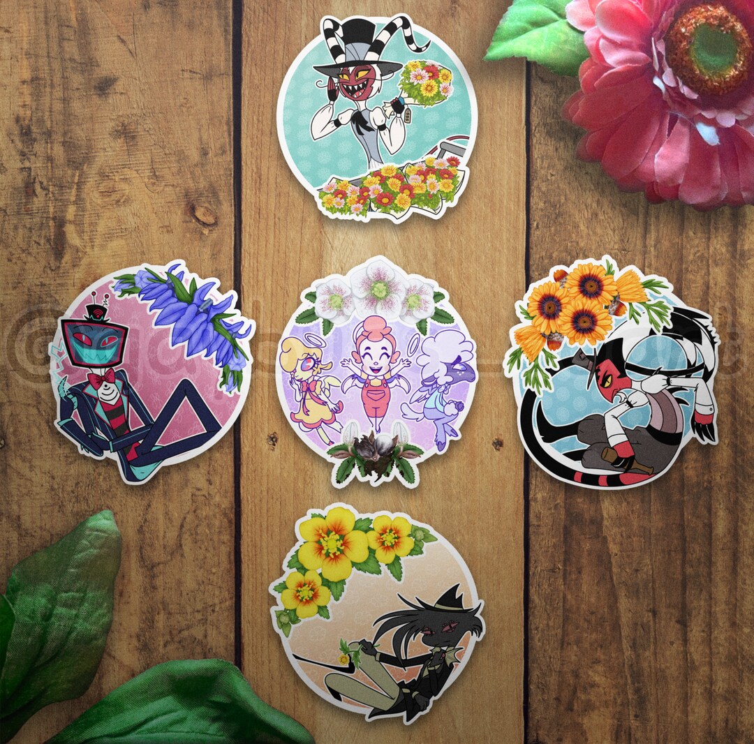 Hazbin Hotel | Helluva Boss Floral Fanmade Water Resistant Stickers ...
