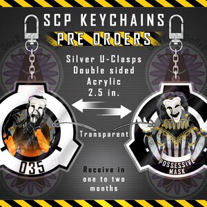 SCP || Fan Made Clear Acrylic Keychains || Double Sided 2.5" - Etsy