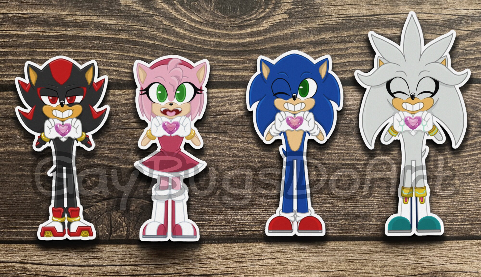 3 Sonic Characters Heart Piece Water Resistant Stickers - Etsy