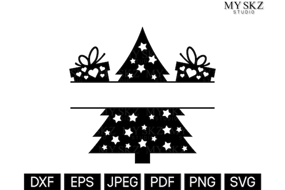Split Monogram Tree With Gifts Dxf Eps Jpeg Pdf Png Svg - Etsy
