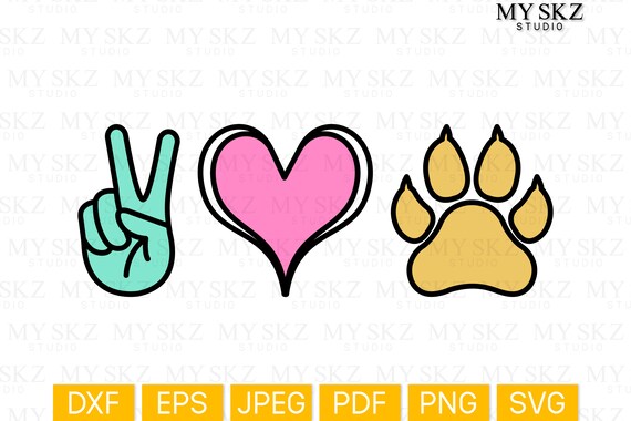 Peace Love Cat Dxf Eps Jpeg Pdf Png Svg Instant Digital - Etsy