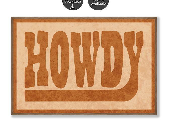 Howdy Howdy Typography Western Print Horizontal Landscape Art Print ...