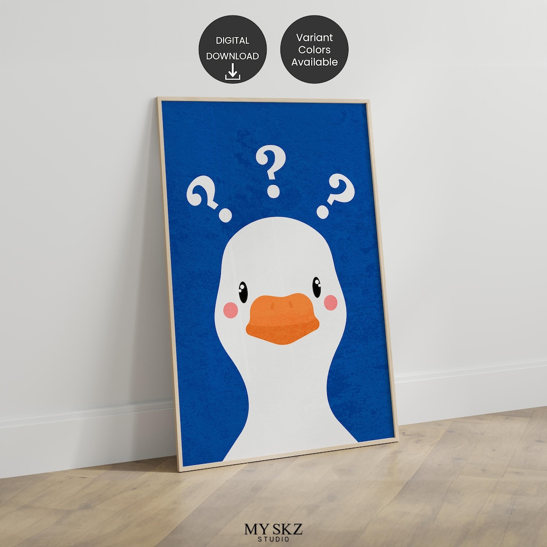 Silly Goose Question Mark Wall Art Print, Cute Goose Poster, Nursery ...