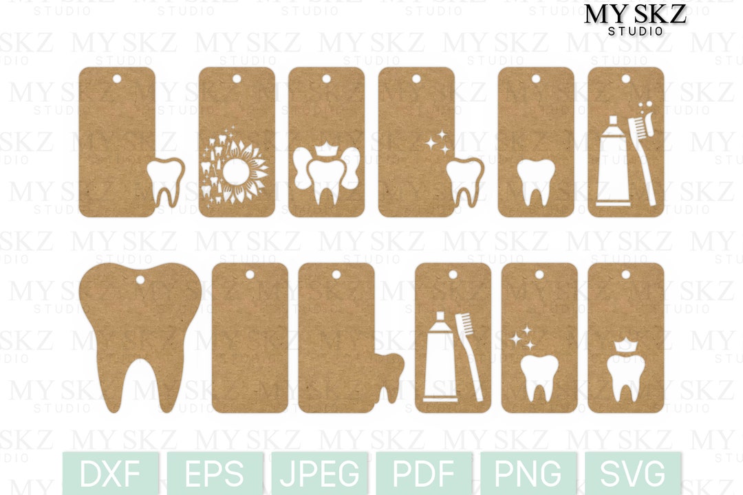 Dental Tooth Gift Tag Bundle Dxf, Eps, Jpeg, Pdf, Png, Svg Instant ...