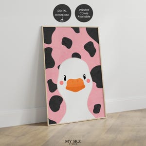 Silly Goose Cow Print Wall Art Print, Cute Goose Poster, Nursery Decor ...