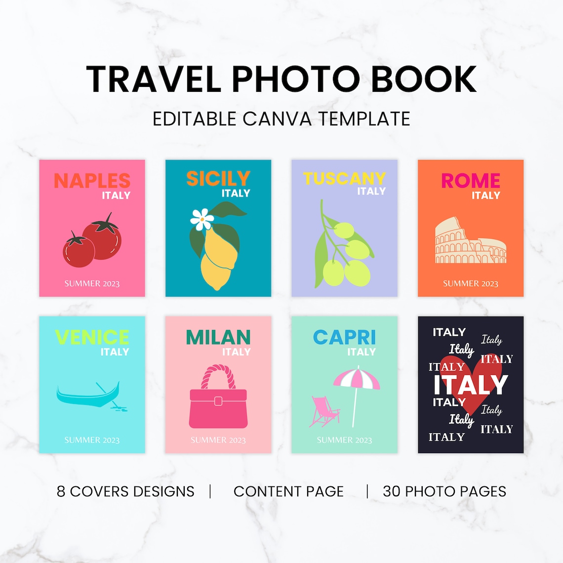 8 Travel Photo Book Template, Customizable Coffee Book, Travel Journal ...