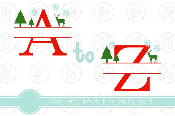 Christmas Split Monogram Alphabet Dxf Eps Jpeg Pdf Png | Etsy