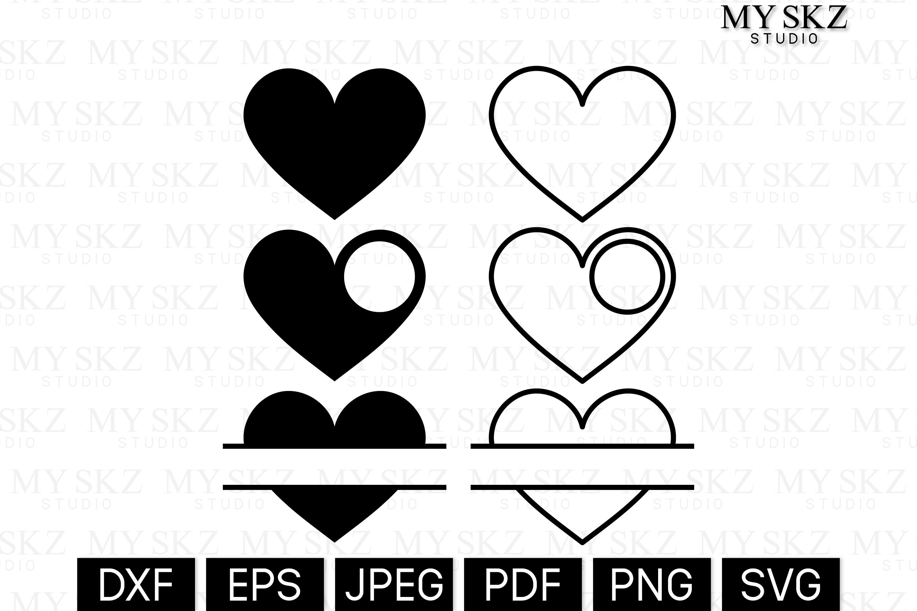 Heart Split Monogram Bundle Dxf Eps Jpeg Pdf Png Svg - Etsy