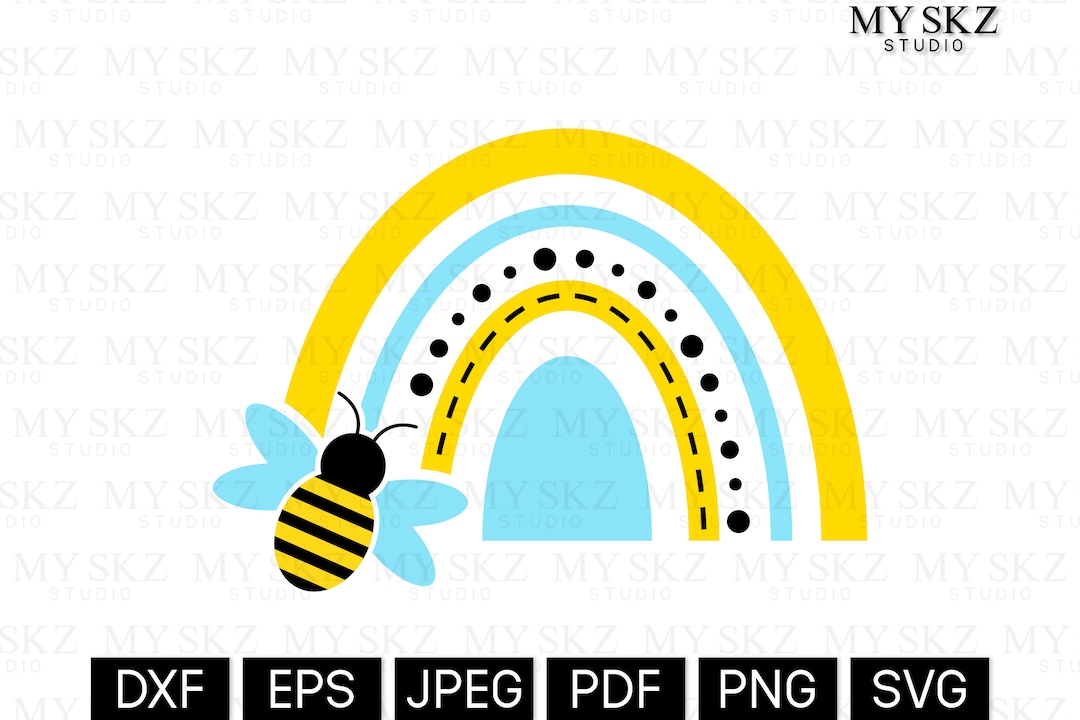 Bee Rainbow Dxf, Eps, Jpeg, Pdf, Png, Svg Instant Digital Download ...