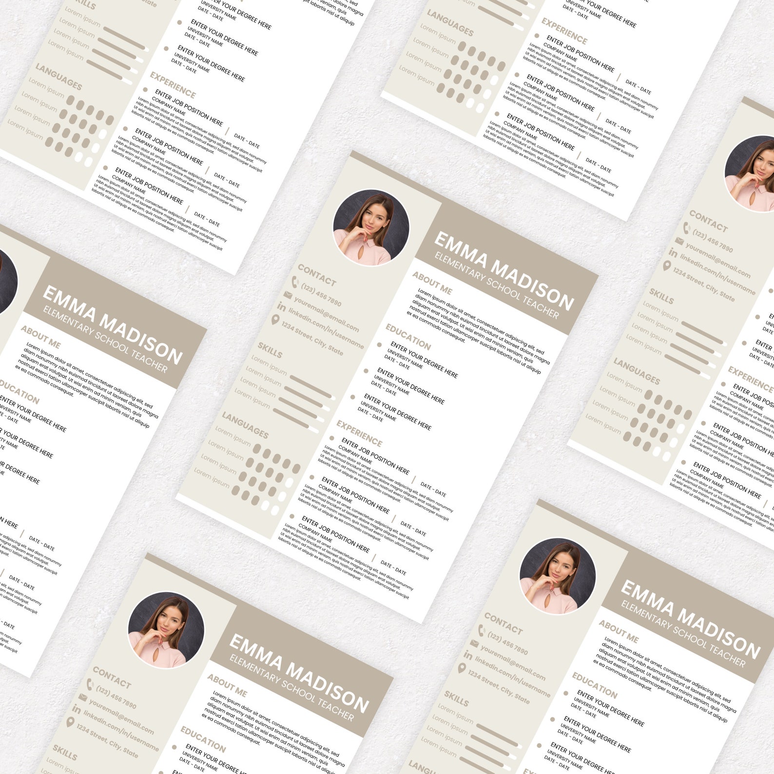 Modern Teacher Resume Template Editable Teacher Resume - Etsy