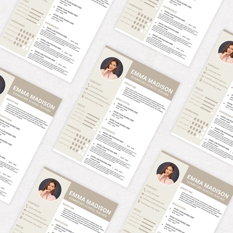 Modern Teacher Resume Template Editable Teacher Resume - Etsy