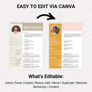 Modern Teacher Resume Template Editable Teacher Resume Template With ...