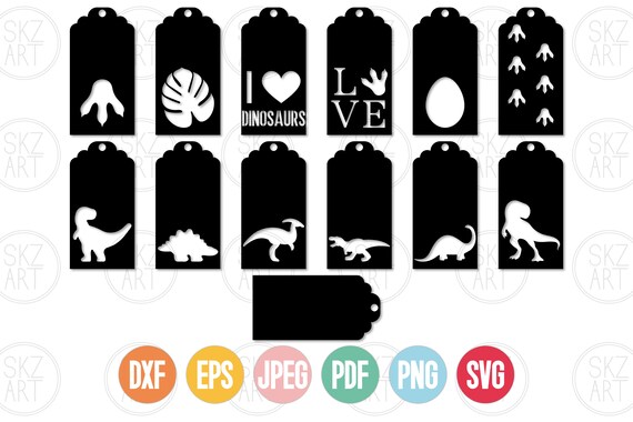 Dinosaurs Gift Tag Bundle Dxf Eps Jpeg Pdf Png Svg | Etsy