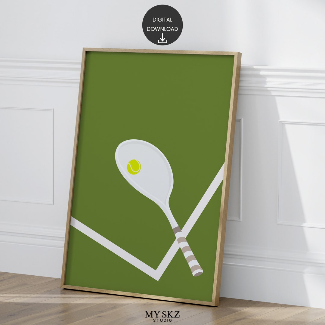 Tennis Wall Art Print, Tennis Court Wall Art, Tennis Racket Print, Club ...