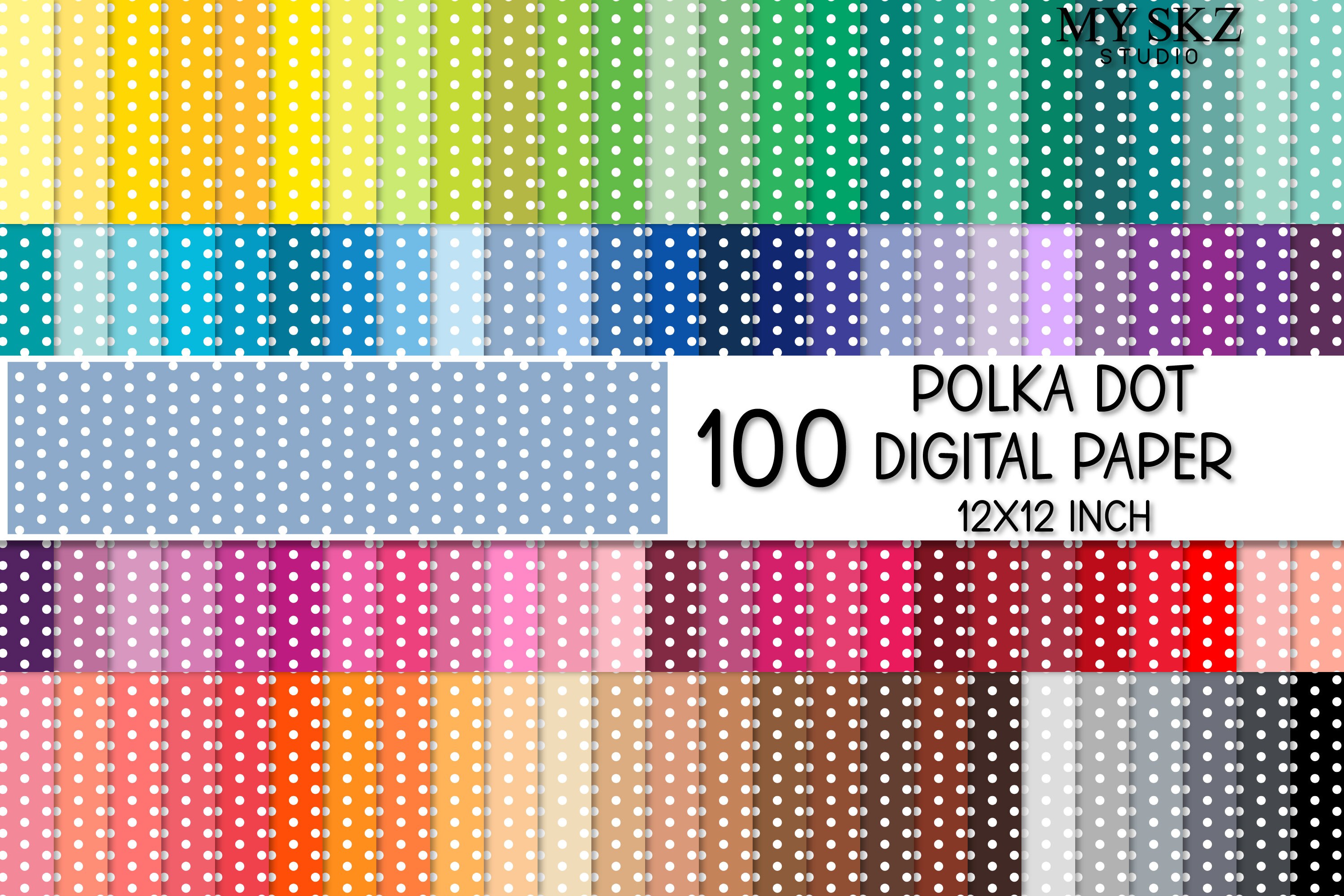 Polka Dot Digital Paper Pack 12in X 12in JPEG Instant Digital Download ...