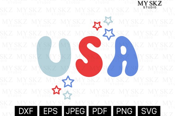 Usa With Stars Dxf Eps Jpeg Pdf Png Svg Instant Digital - Etsy