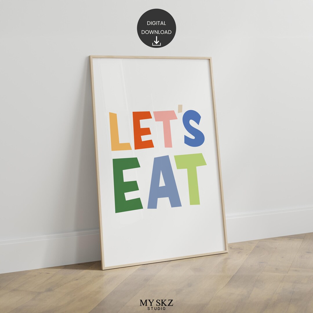 Let's Eat Typography Wall Art Print, Let's Eat Print, Typography Print ...